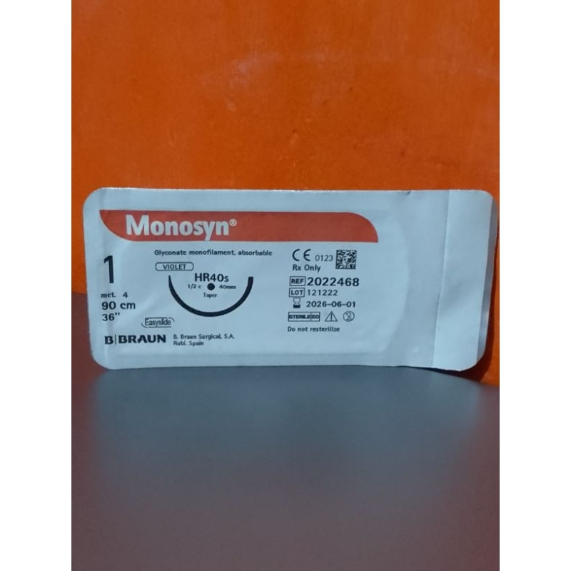 Monosyn 1-0 round HR40 90cm,absorbable suture (2pc) | Shopee Philippines