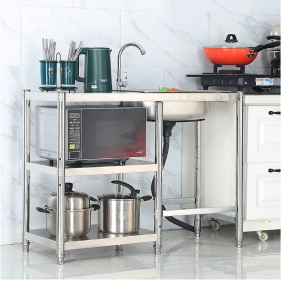 Kitchen stainless steel shelf Multi-function storage rack Cooking table ...