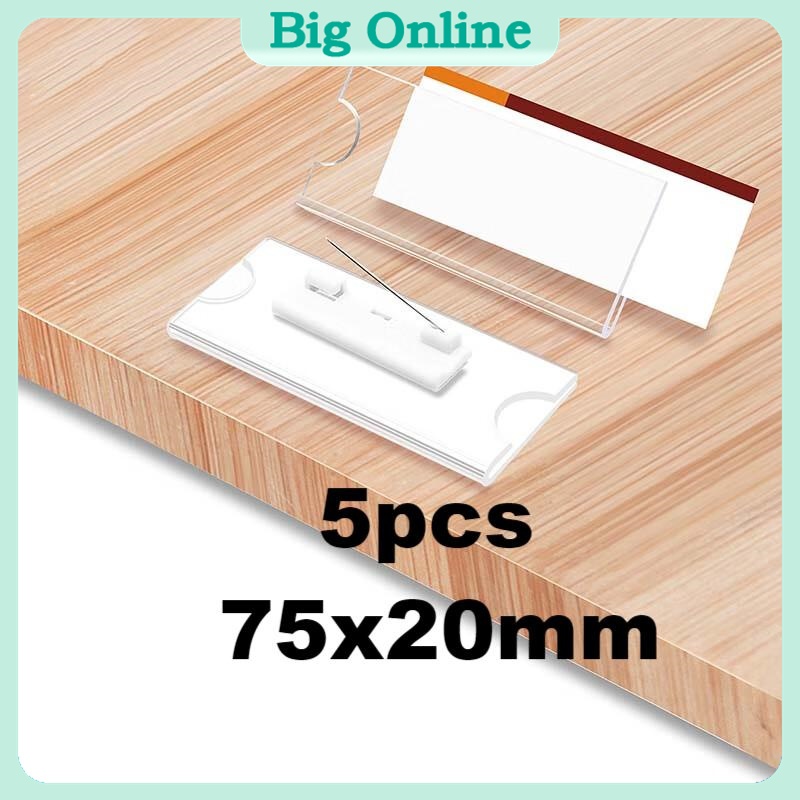 5pcs Acrylic Name Tag Holders Pins ID Name Plate Badge Holder Business ...