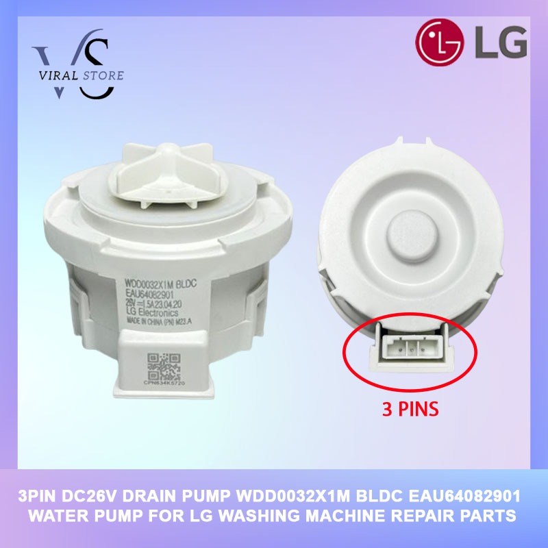 3Pin DC26V Drain Pump WDD0032X1M BLDC EAU64082901 Water Pump For LG ...