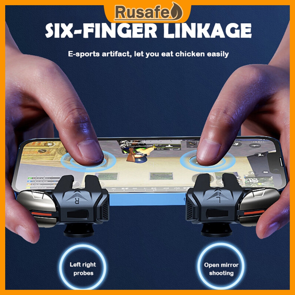 6 Finger Mobile Game Trigger Phone Gaming Controller Alloy Gamepad ...