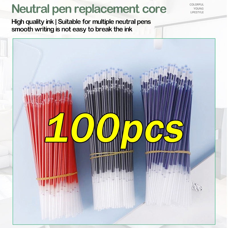 HGS 100Pcs/Lot Gel Pen Refill 0.5mm Neutral Pen Refill Red Blue Black ...
