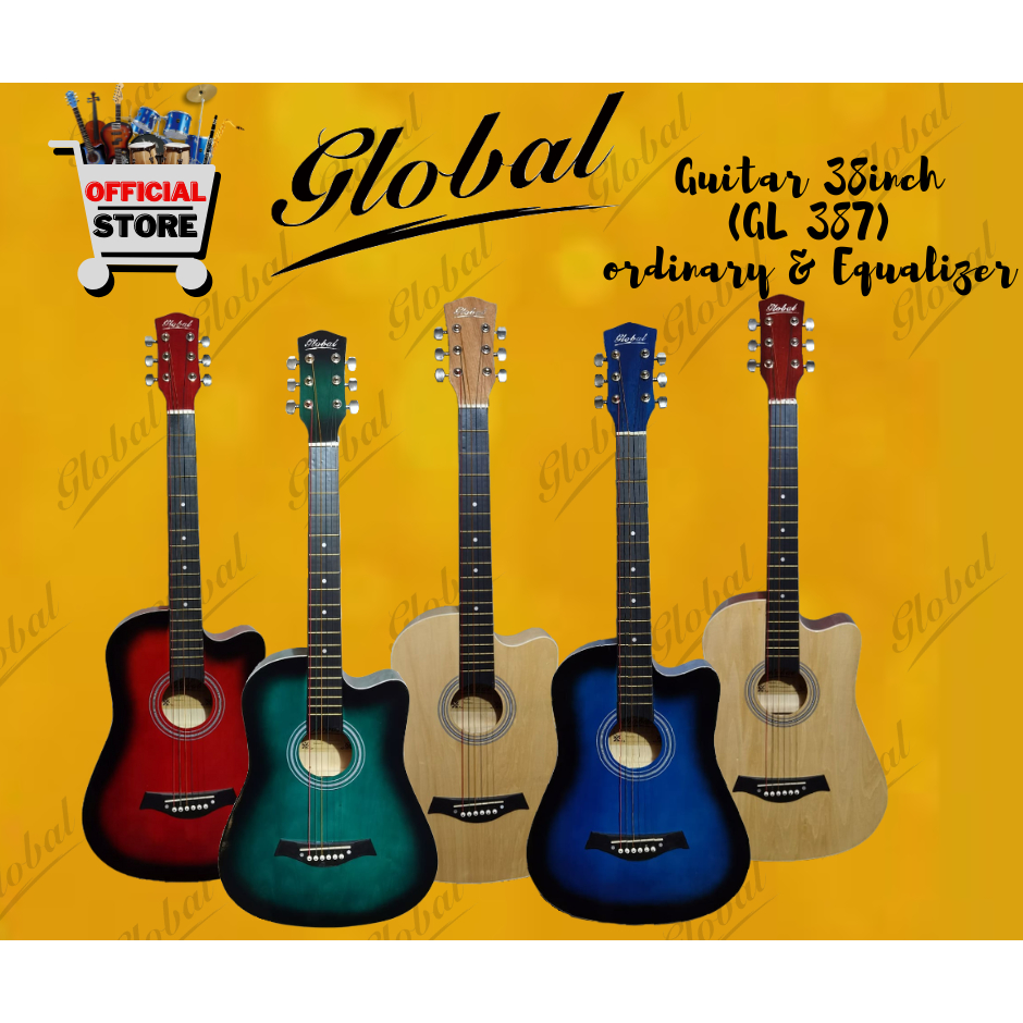 GUITAR ACOUSTIC 38 INCH GLOBAL - GL 387 ORDINARY AND EQUALIZER | Shopee ...