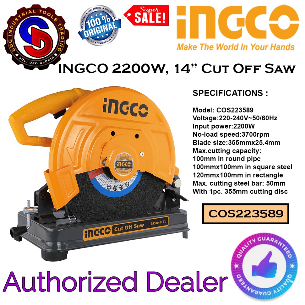 INGCO 14", 2200W / 2350W Cut Off Saw / Cut Off Machine (COS223589 ...