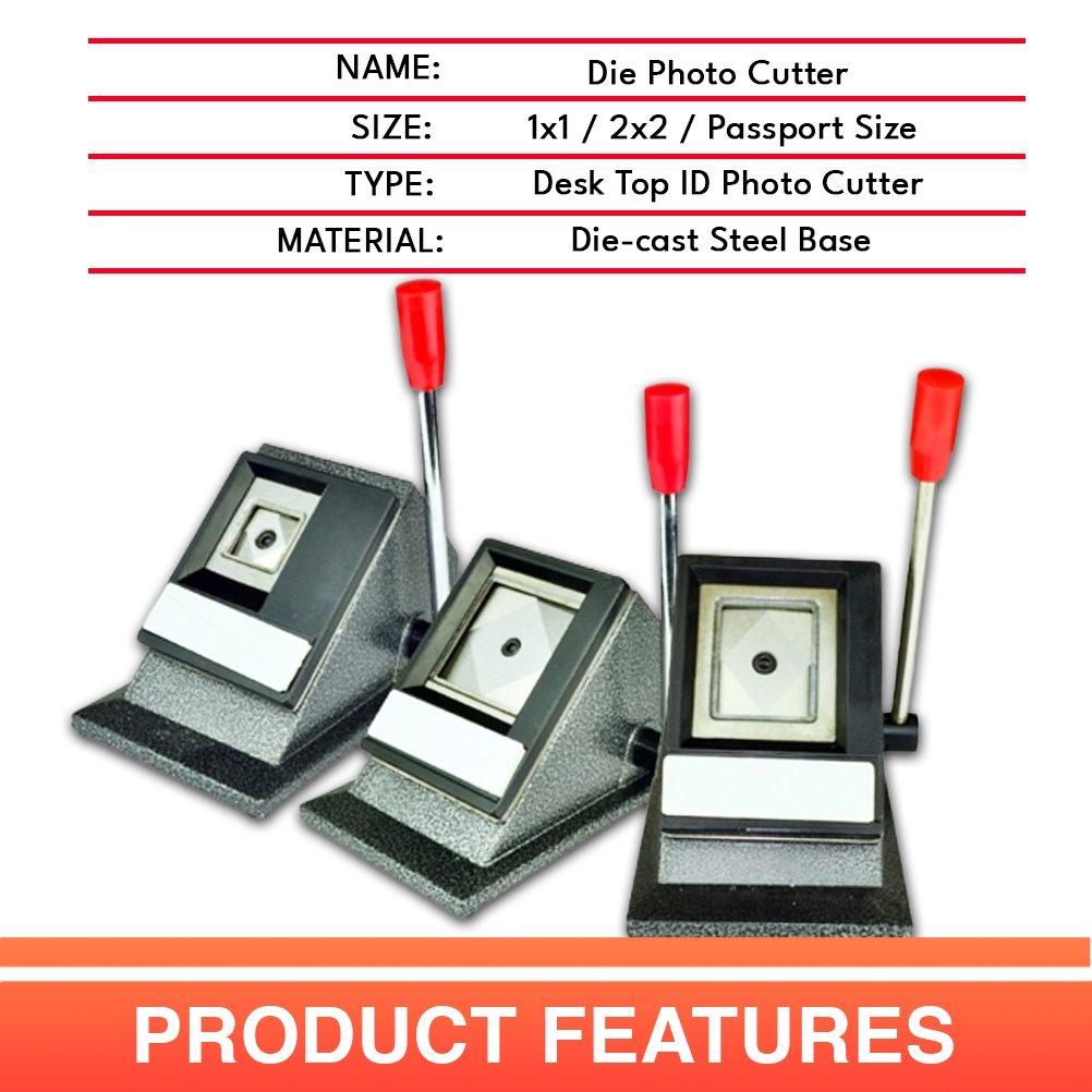 Officom ID Die Photo Cutter (1x1 / 2x2 / Passport Size) Heavy Duty ...