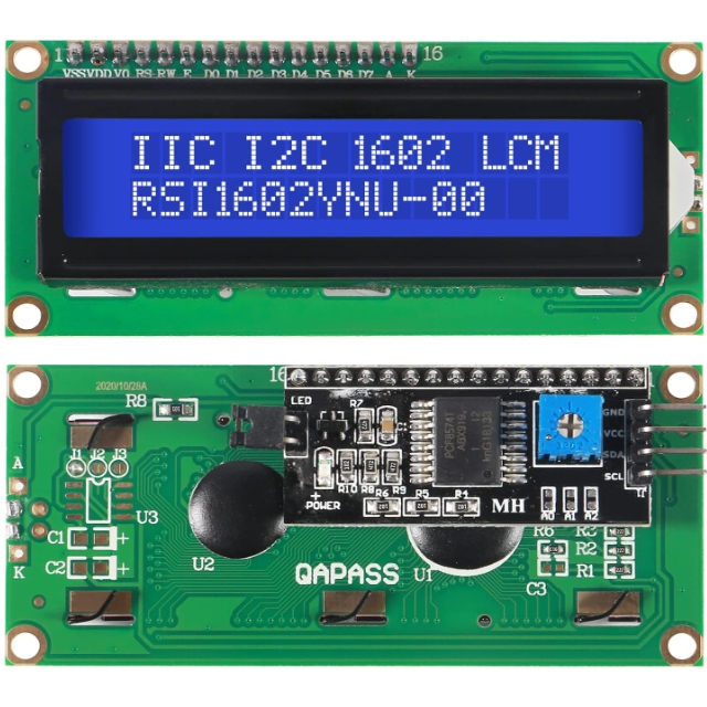 1602 16x2 LCD Module Shield Blue Backlight with IIC I2C Driver Serial Interface and LCD Module ...