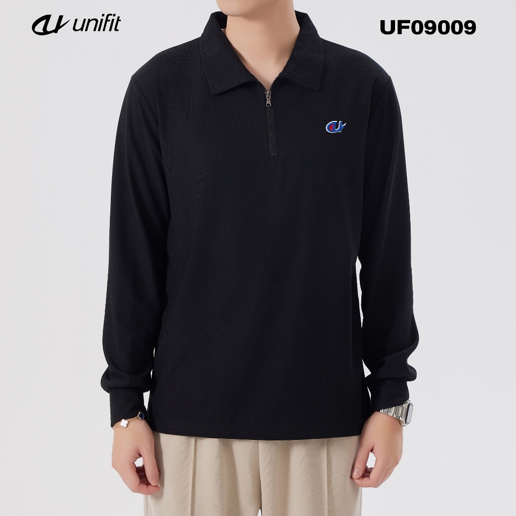 UNIFIT Men's Waffle Plain Long Sleeve With Zippered Pullover T-shirt Menswear Sweaters UF09009 ...