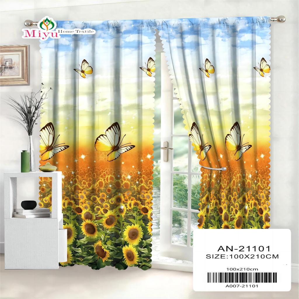 Curtain Kurtina Sa Bintana 100x210cm Windows Curtain Kurtina Door Green ...