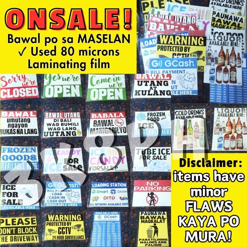 80MICRONS ONSALE LAMINATED SIGNAGE FOR SARI SARI STORE | GCASH ...