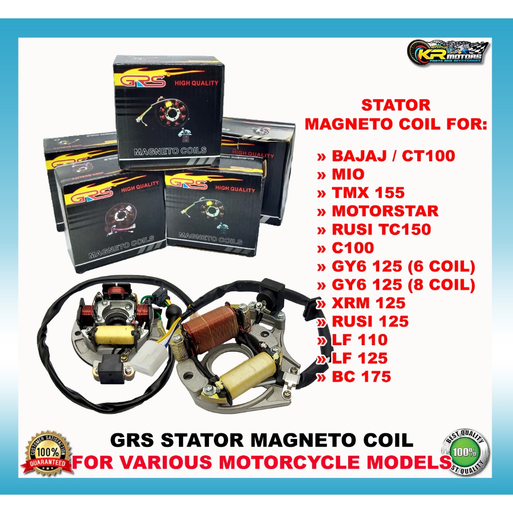 Motorcycle GRS Stator Magneto Coil for BAJAJ, BC175, C100, CG125, GY6 ...