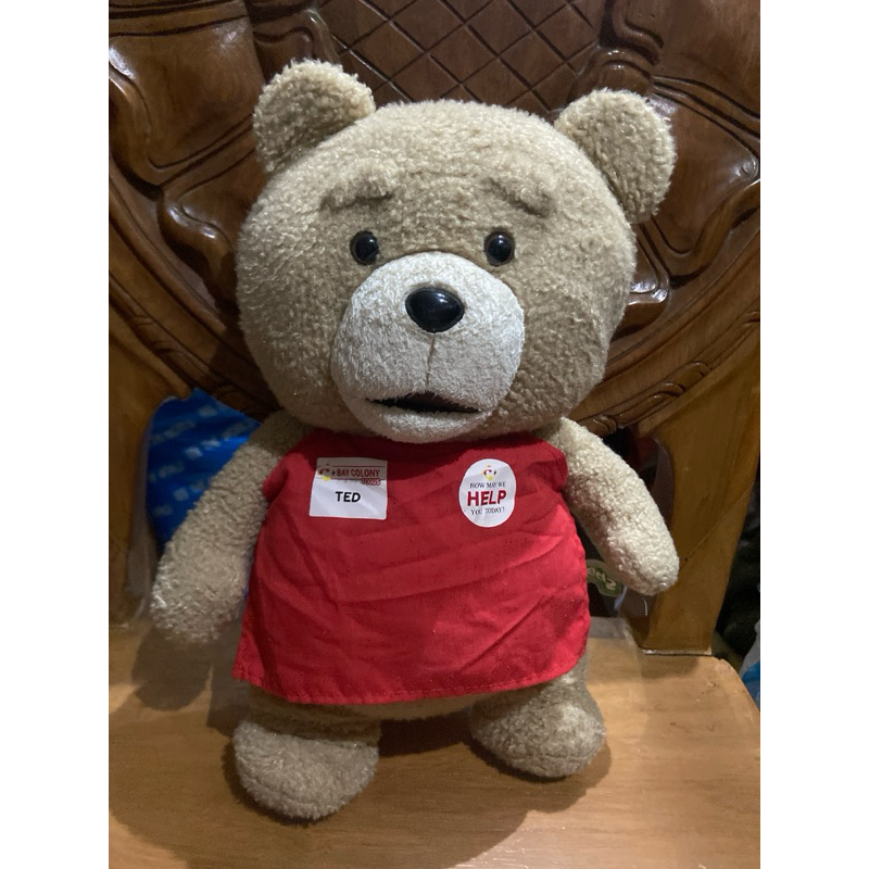 Teddy Bear Ted 2 Stuffed Toy 14 inches with red ted apron Preloved-S#6A ...