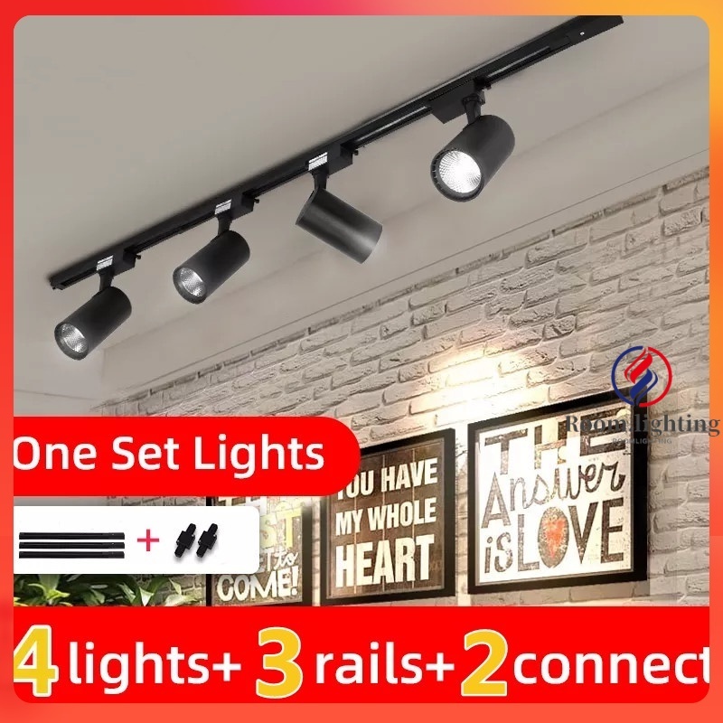 4PCS Whole Set COB Track Lamps 12/20/30/40W Led Spotlights Track Rail ...