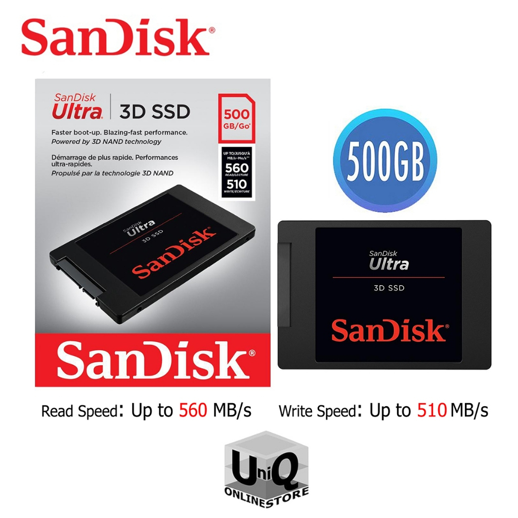 Sandisk 500GB Ultra 3D NAND SATA III SSD 2.5-inch Solid State Drive ...