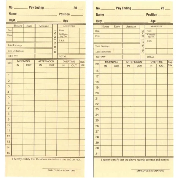 [LSC] Time Card (100pcs) | Shopee Philippines