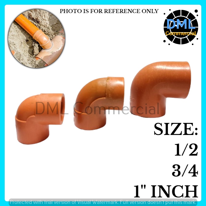 (DML-3717) 1PCS Orange Electrical Conduit Pipe Elbow (1/2, 3/4, 1 ...