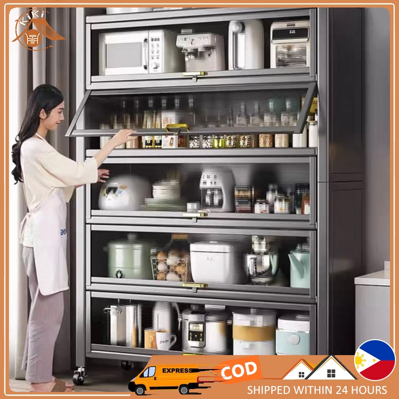 Kitchen Cabinet Microwave Oven Rack Multi-level Storage Rack With Door ...