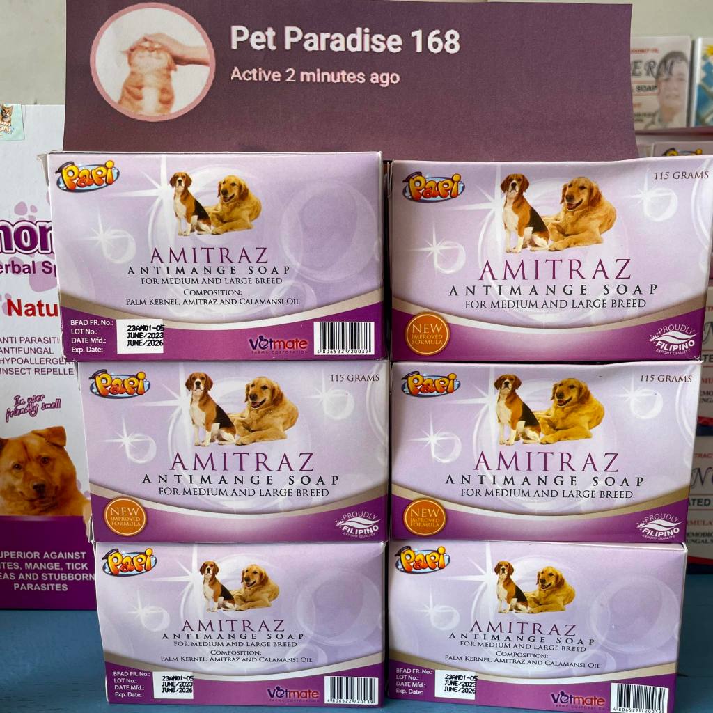 Papi Amitraz Anti-Mange Soap for Dogs & Cats by VetMate 115g | Shopee ...