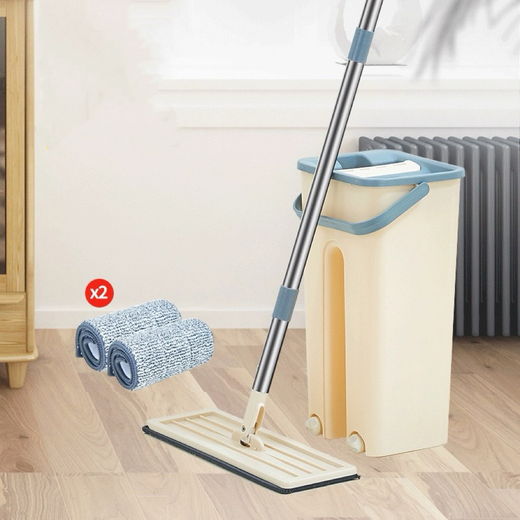 Flat Mop Self Wash Squeeze Dry Floor Mop 2in1 360 Spin Mop With Bucket ...
