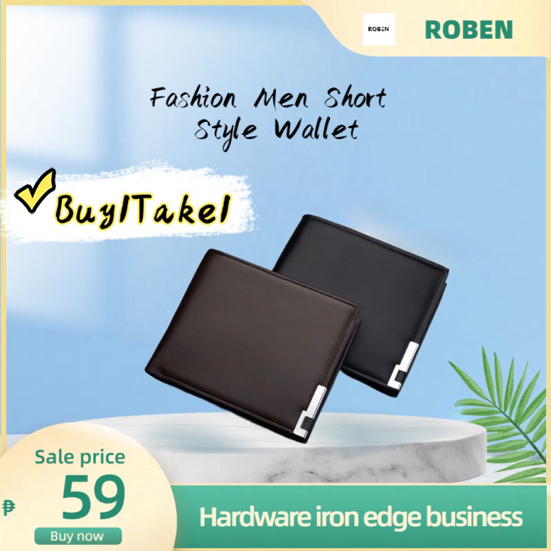 Fashion Men Short Style Wallet Hardware Iron Edge Business Multi-card ...