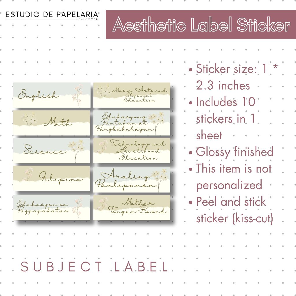 Estudio | Aesthetic Label Sticker for notebooks, journals, organiers ...