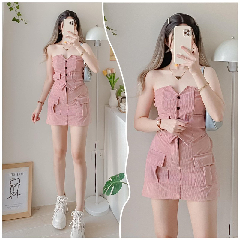 Cici Corduroy Coordinates |plain |freesize fits small-medium | Shopee ...