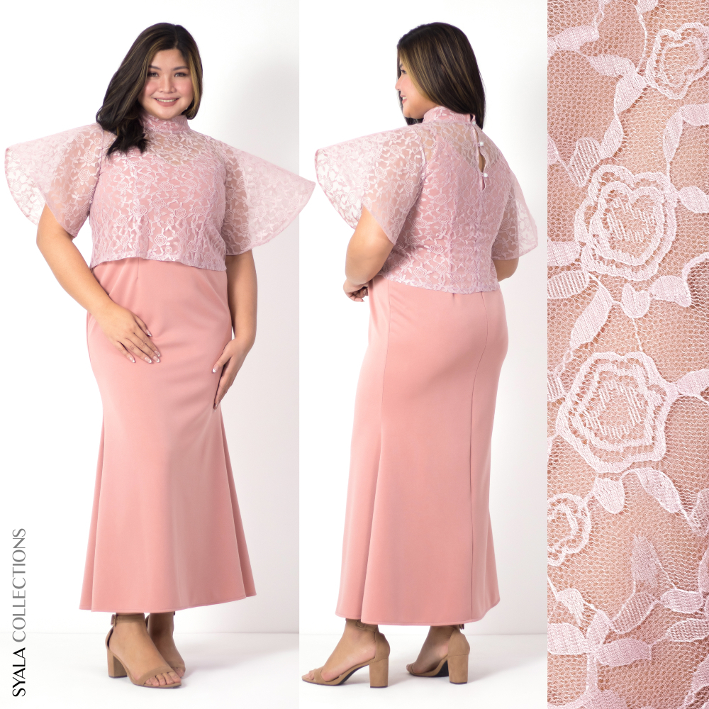 Voluminous Flared Sleeves Top and Flared Bottom Maxi Ninang Plus Old ...