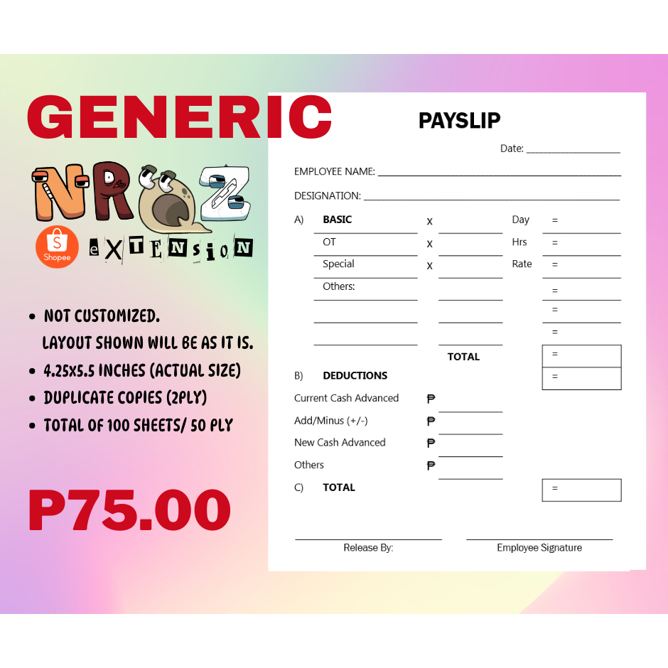 PAYSLIP -- Carbonized -- GENERIC ONLY! | Shopee Philippines