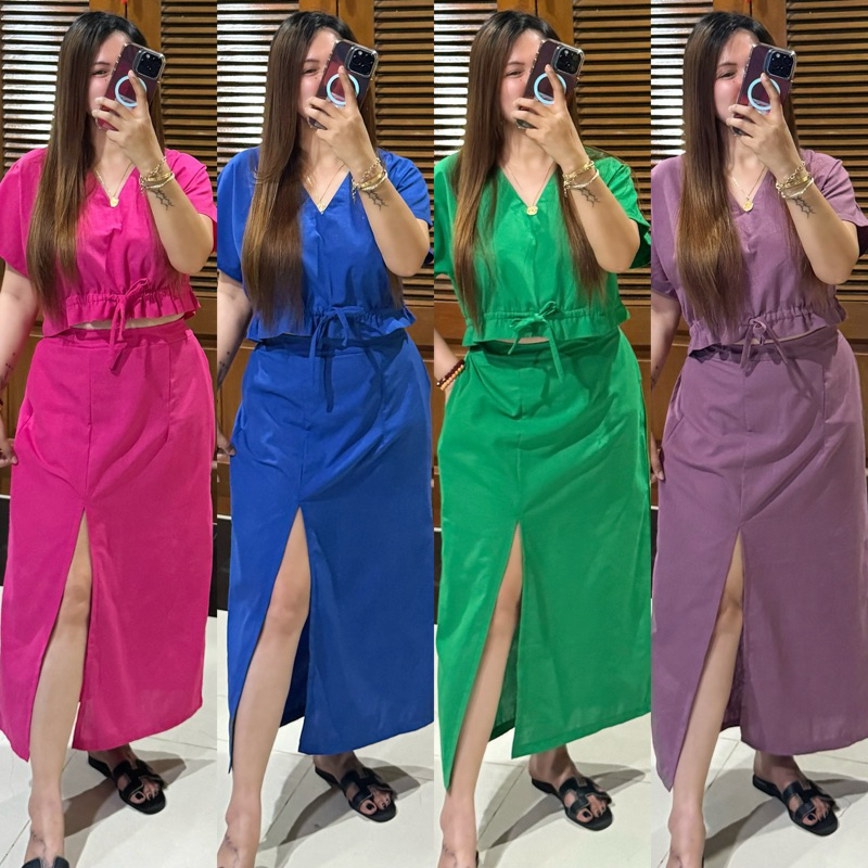 SIENNA SET/ SEXY TOP AND SKIRT WITH SIDE SLIT/ MEDIUM TO LARGE | Shopee ...