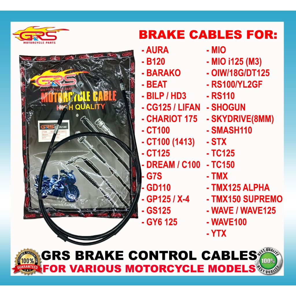 GRS Motorcycle Brake Control Cable for Mio, XRM, STX, Smash,. Wave ...