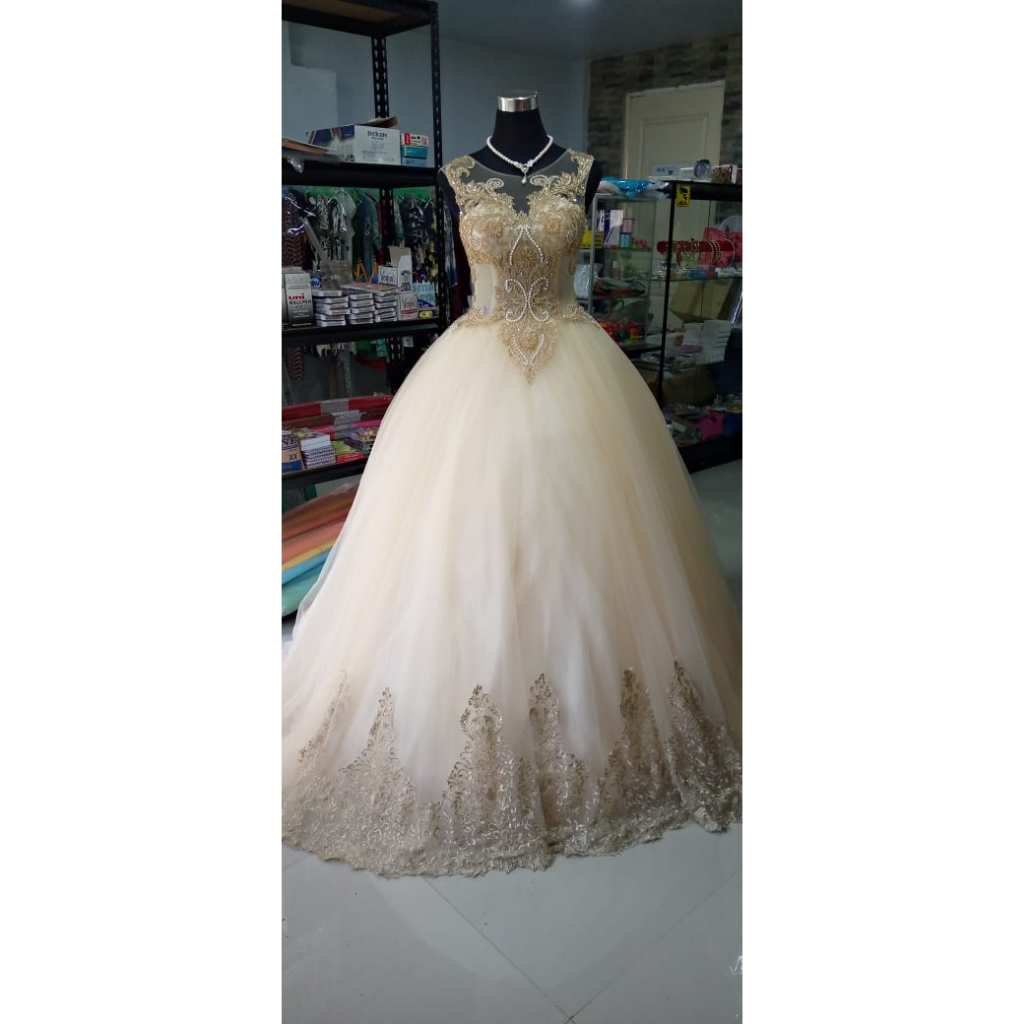 Nude / Gold Debut Ballgown Birthday Photoshoot Sagala JS Prom Wedding ...