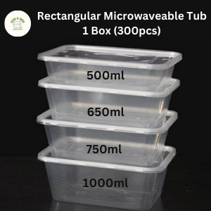 C&S [300PCS] Rectangular Microwavable Plastic Tub | Reusable Clear ...