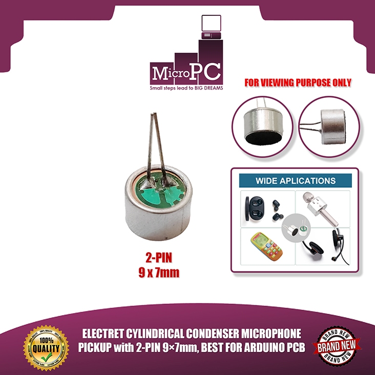 MICRO PC ELECTRET CYLINDRICAL CONDENSER MICROPHONE PICKUP with 2-PIN 9× ...