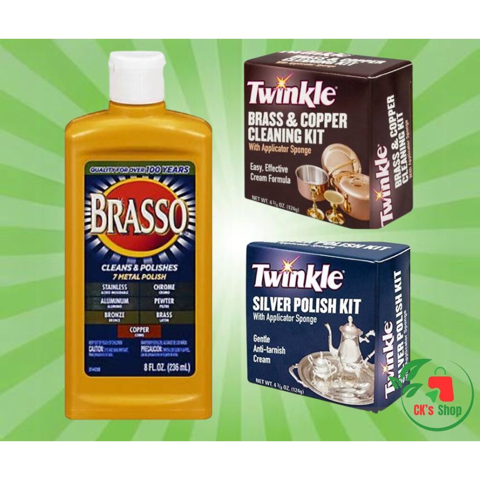 Twinkle Silver, Brass and Copper cleaner Polish kit / Brasso ...