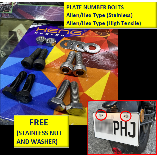 PLATE NUMBER Bolts Universal with FREE Stainless nuts and washers (sold ...