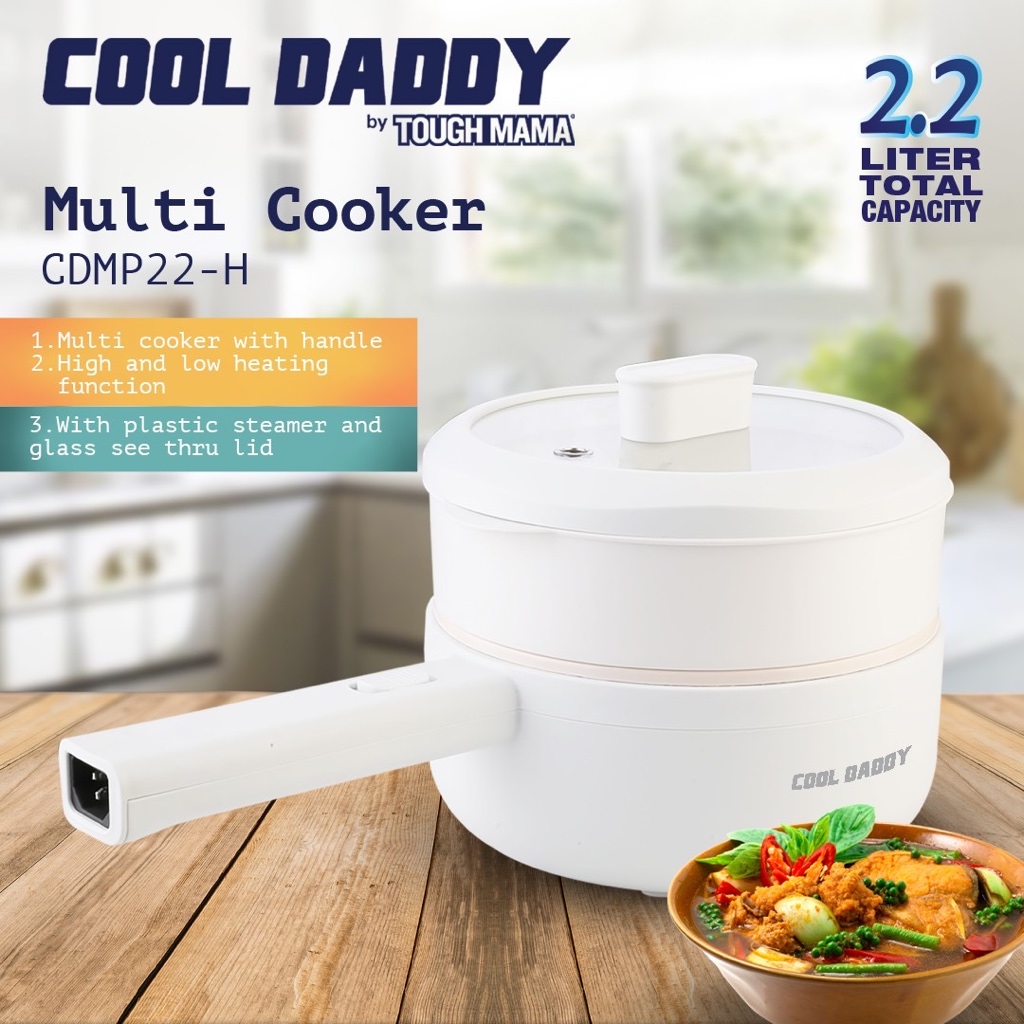 Cool Daddy by Tough Mama CDMP22-H Multicooker with Handle White Multipot Steamer 2.2L Fast ...