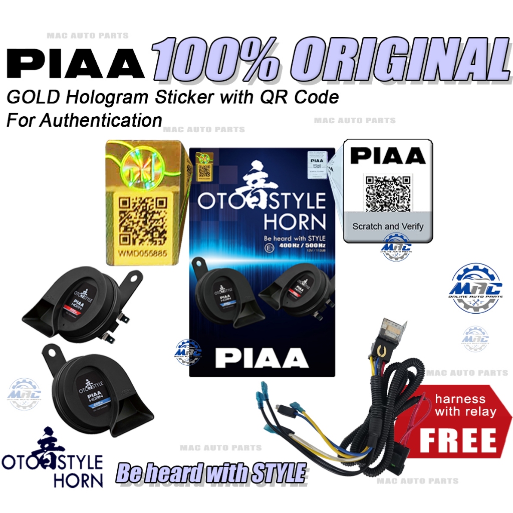 PIAA OTO STYLE HORN with HOLOGRAM STICKER,POWER HORN 2PCS 400Hz/ 500Hz ...