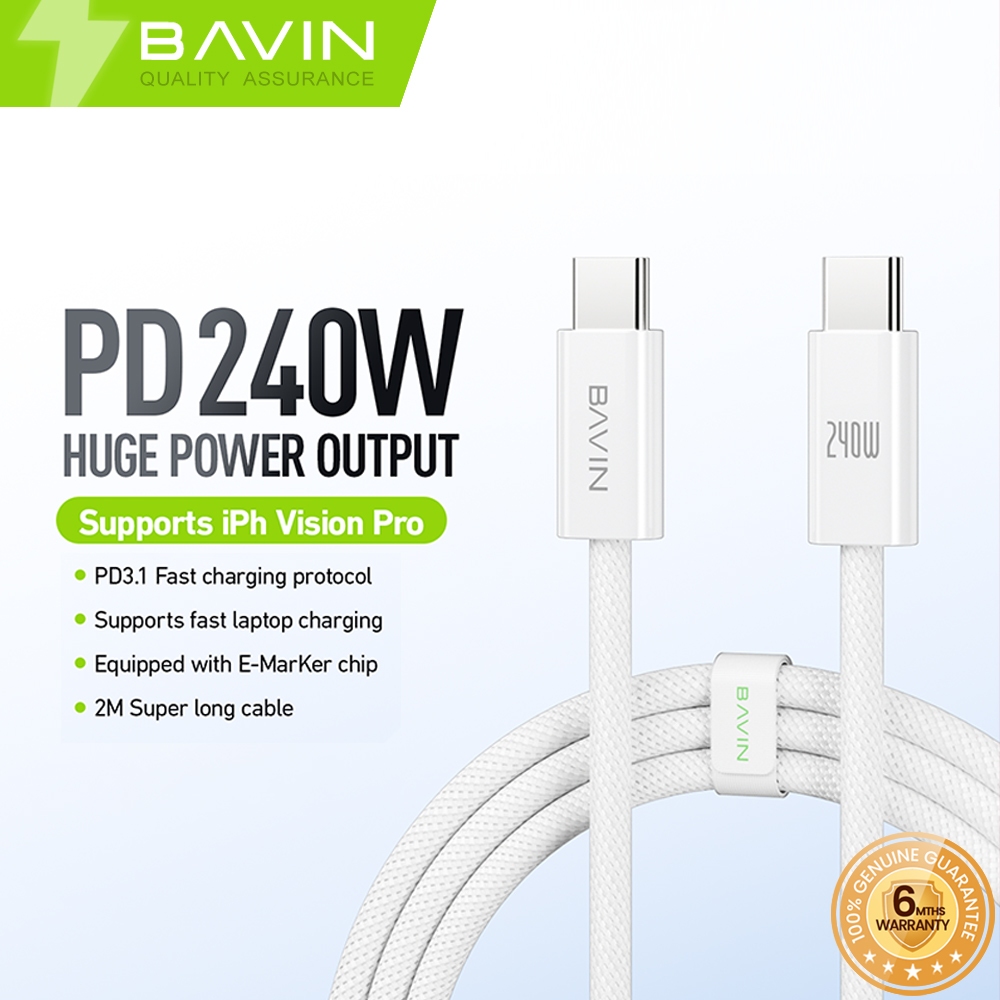 BAVIN CB326 PD3.1 240W 5A/48V USB C to USB C Cord 2 Meter Fast Charging ...