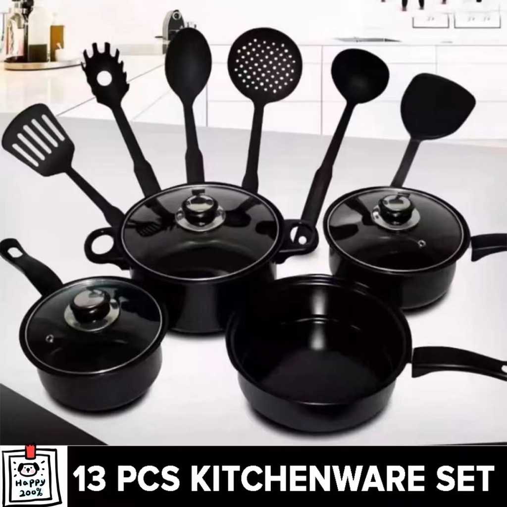COD 13Pcs Kitchenware Cookware Set Non-Stick/Soup Pot/Fry Pan | Shopee ...