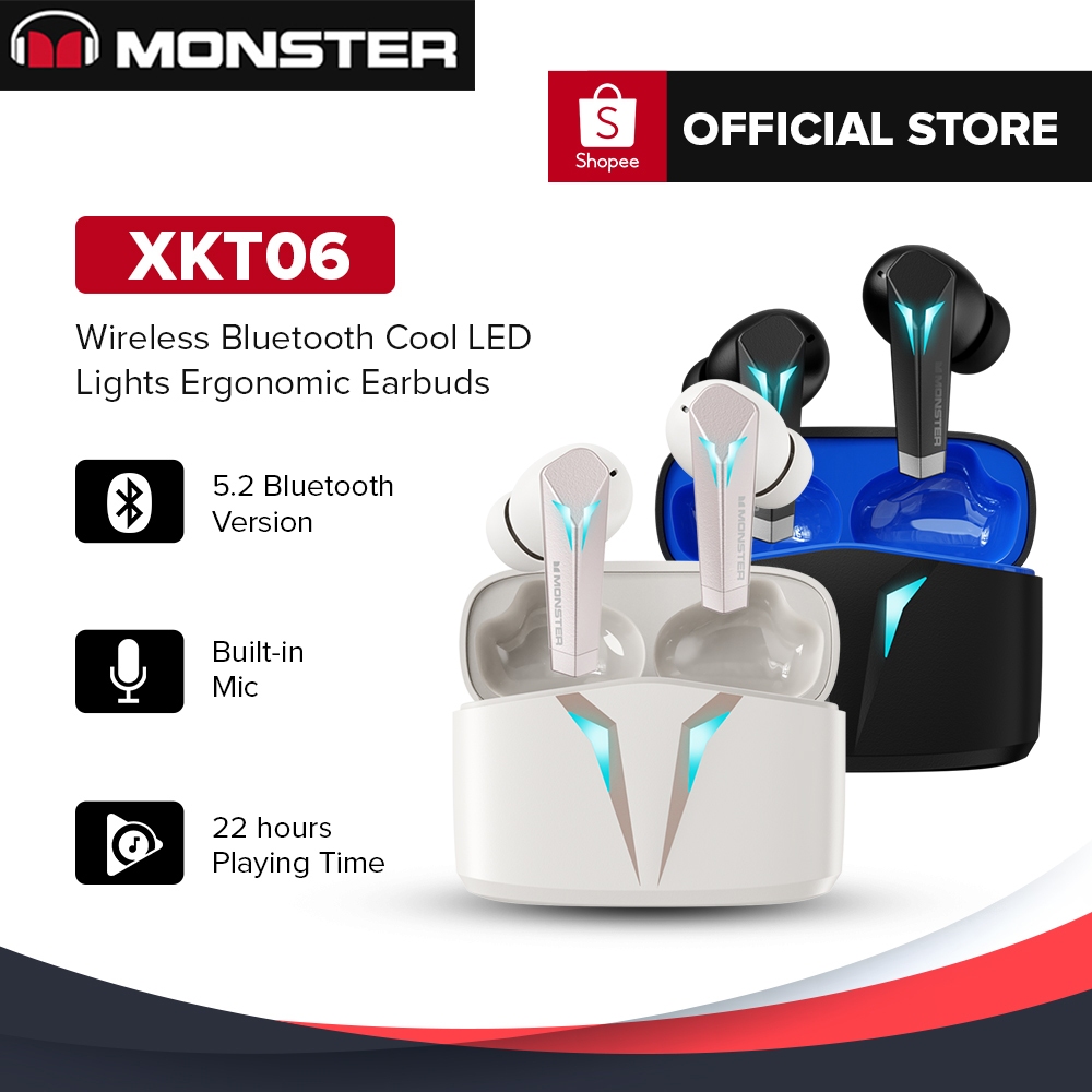 Monster XKT06 TWS Gaming Earbuds 400mAh V5.3 Wireless Bluetooth ...