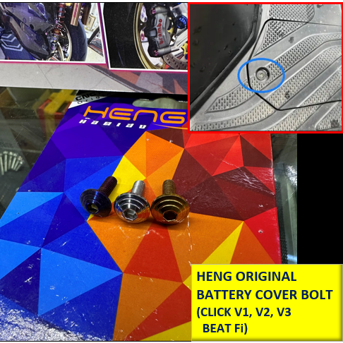 HENG Original Battery Cover Bolt for Honda CLICK V1, V2, V3 and BEAT FI ...
