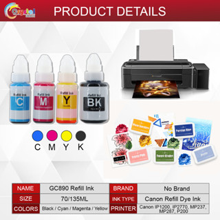 Canon Ink GC890 Refill ink For Canon IP1200 IP2770 MP237 MP287 P200 ...
