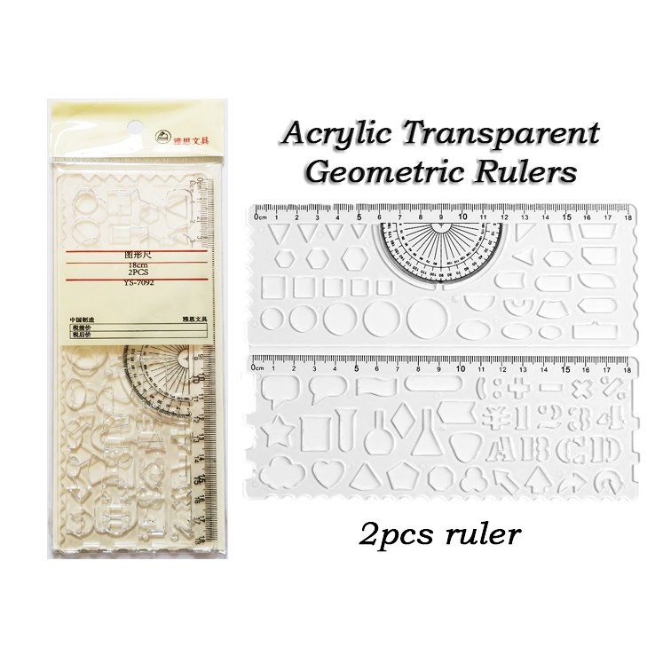 Acrylic Transparent Ruler Geometric Rulers Triangle Circle Drawing ...
