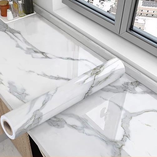 Marble Kitchen Decorate Wallpaper Waterproof Oil Proof Stickers Thickening Table Sticker ...