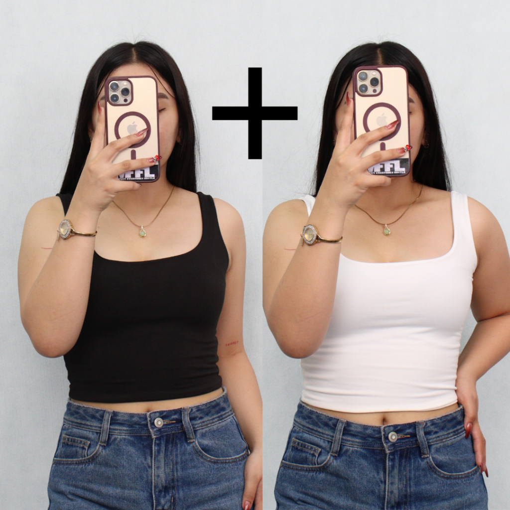 NB B1T1 Double Lining U-Neck Tank Crop Top For Women | Shopee Philippines