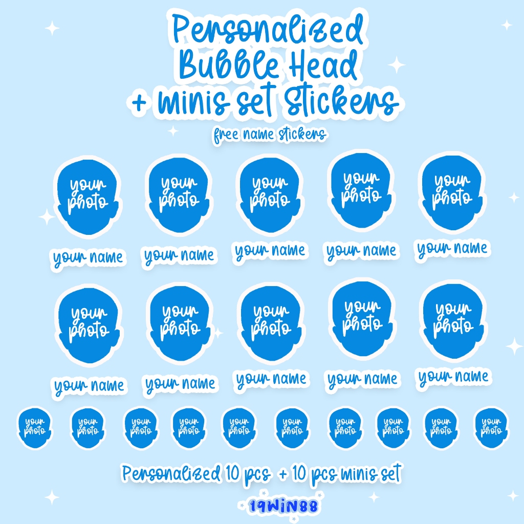 Personalized Customized Mini Bubble Head Face Cut out Vinyl Sticker ...