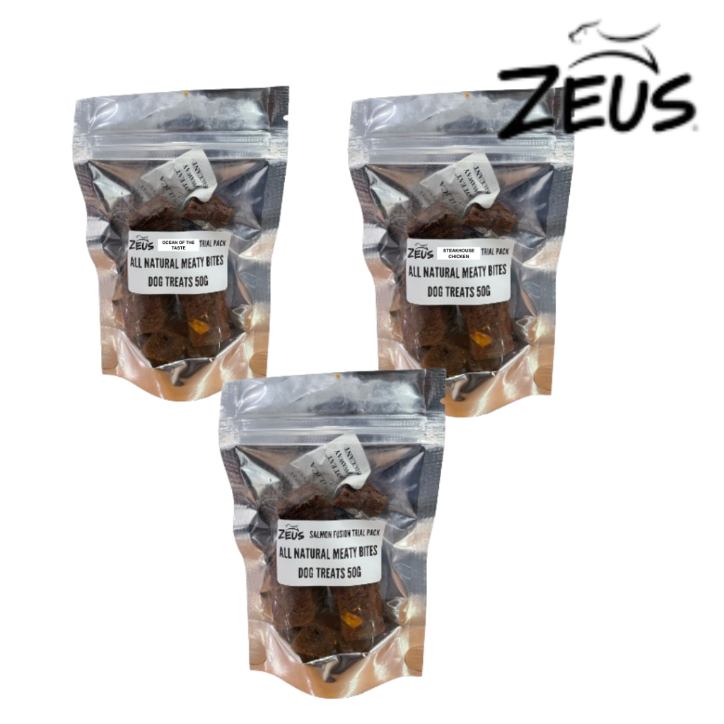 Zeus All Natural Meaty Bites Chewy Dog Treats TRIAL PACK 50g ( Made ...