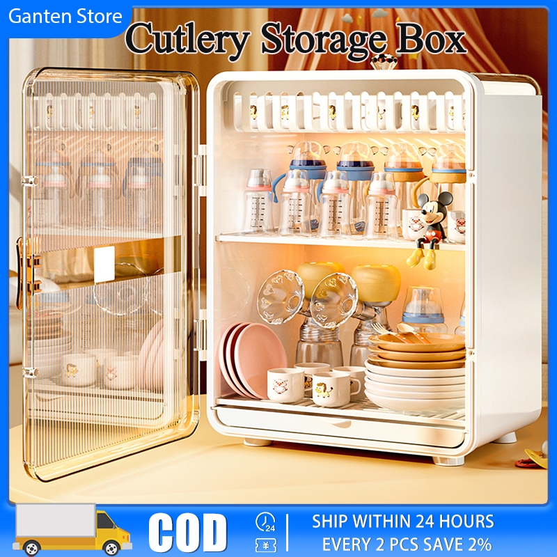 Baby Bottle Storage Box Kitchen Tableware Storage Cabinet Drain Rack ...