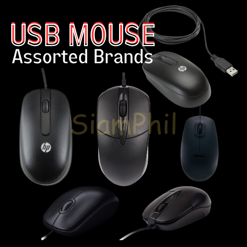 Branded USB MOUSE Black Heavy Duty all original Assorted brands wired ...