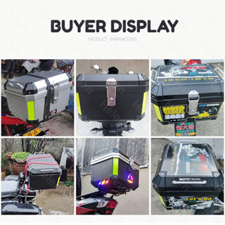 Alloy Top Box 50L w/ Base Plate and Backrest Motor Top Box Motorcycle ...