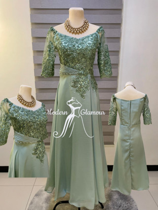 SAGE GREEN MOTHER DRESS NINANG PRINICIPAL SPONSOR GOWN FORMAL EVENT ...